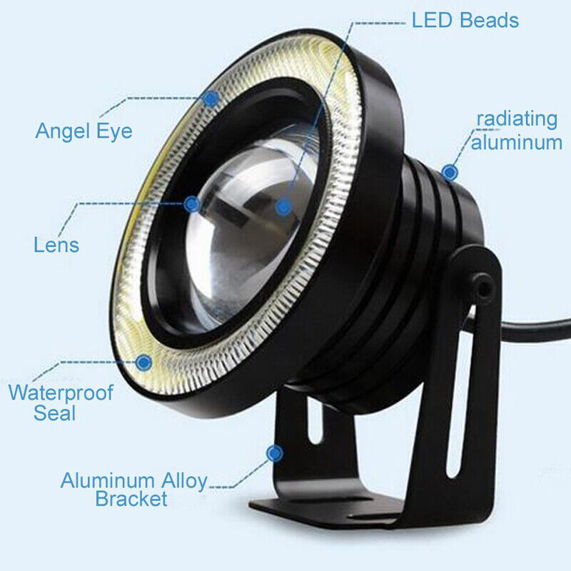 2x 3" Car Fog Light Lamp LED Projector COB Halo Angel Eye Ring DRL Dri – German Audio Tech