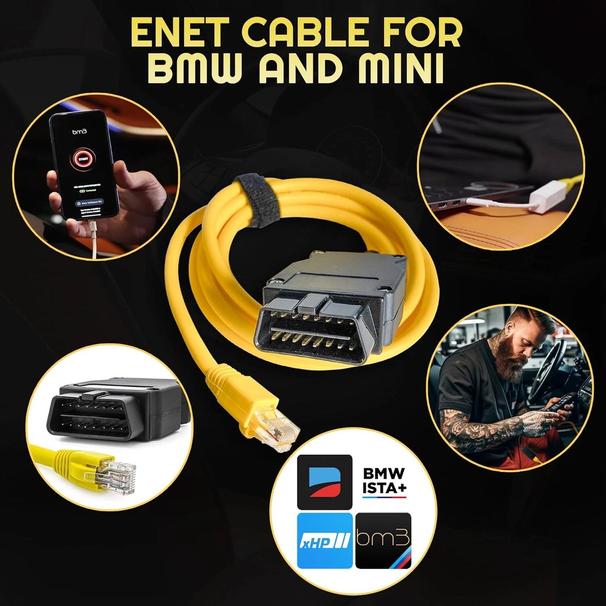 ENET Programming Ethernet Cable for BMW OBD ICOM E-SYS ISTA Bimmercode – German Audio Tech