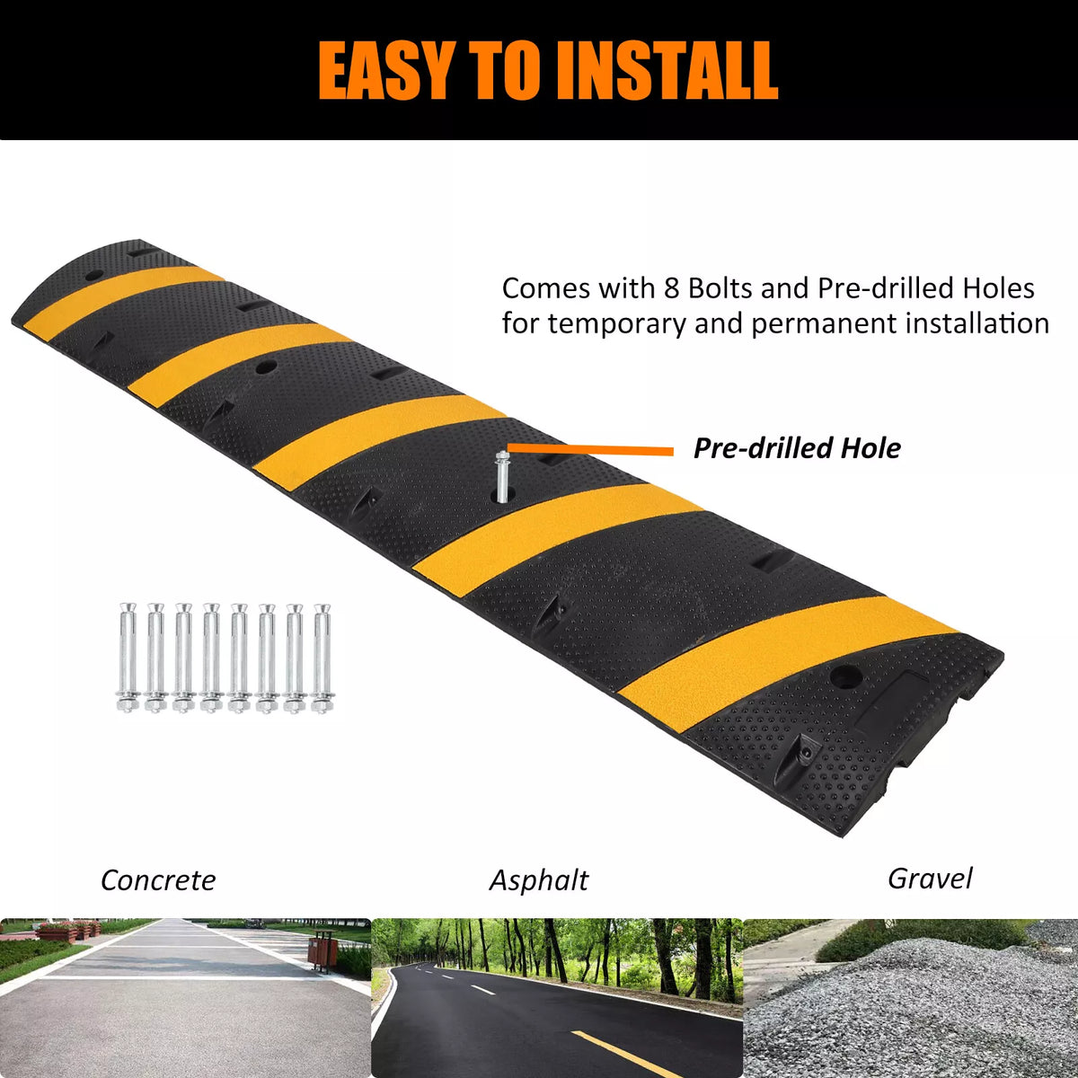 2pcs 6 Ft 2 Channel Speed Bump Hump, 72" Long Modular Speed Bump 22000 ...
