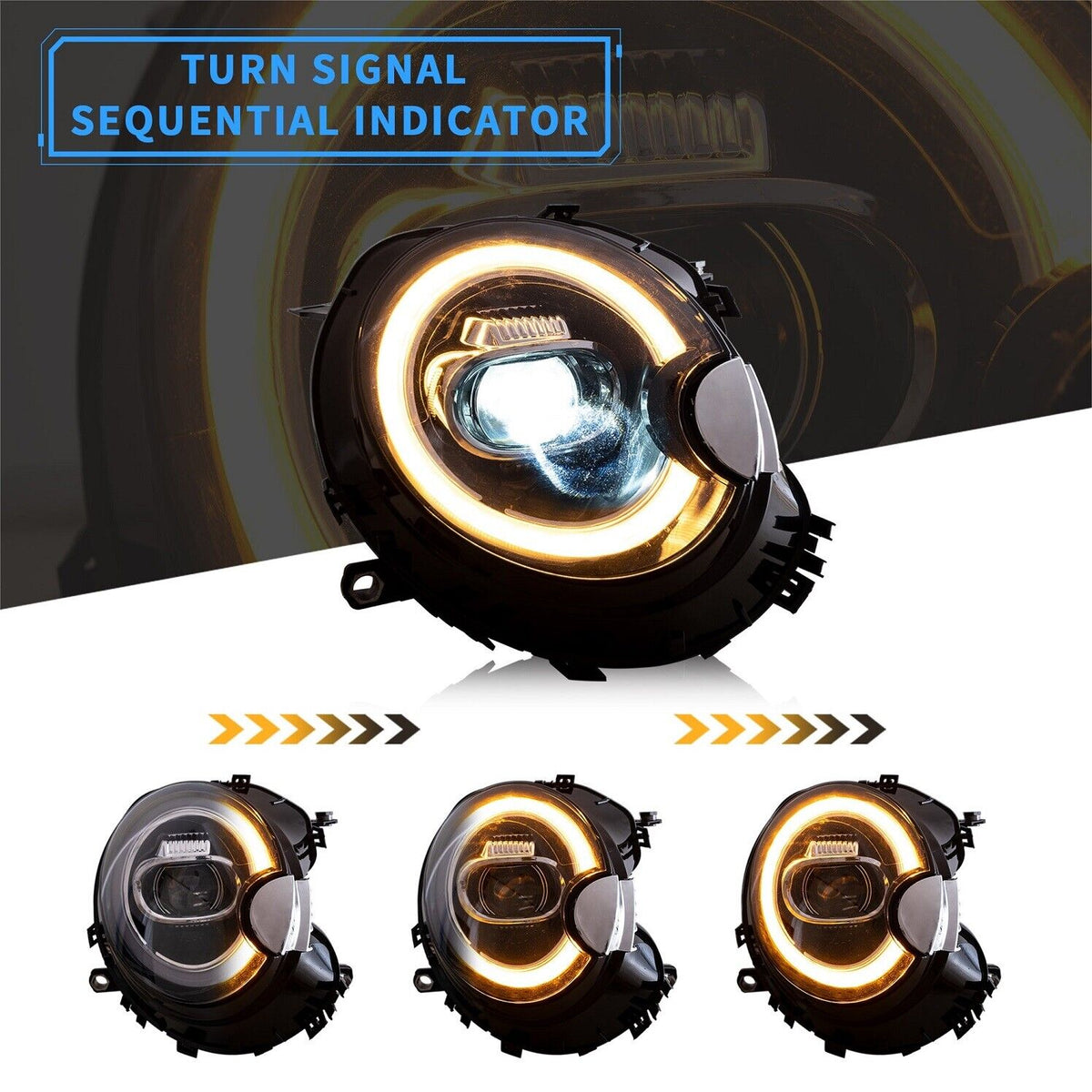LED Sequential Headlights with DRL for 2007-2013 Mini Cooper R55/56/57 ...