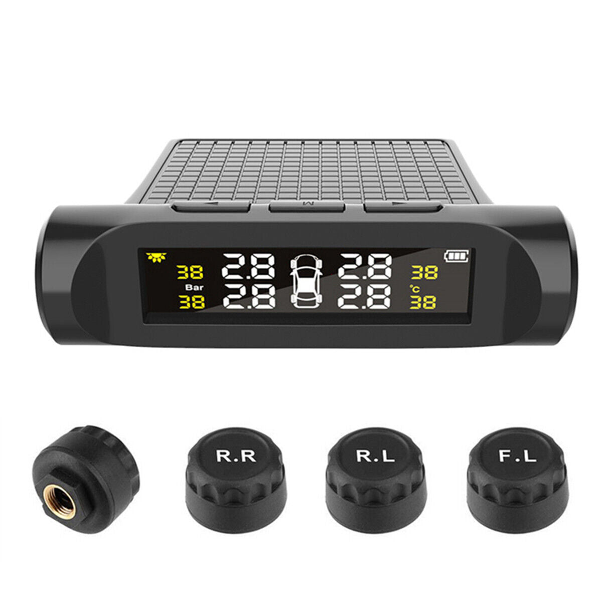 4 External Sensor Car TPMS Tire Pressure Temp Monitor System LCD Digit ...