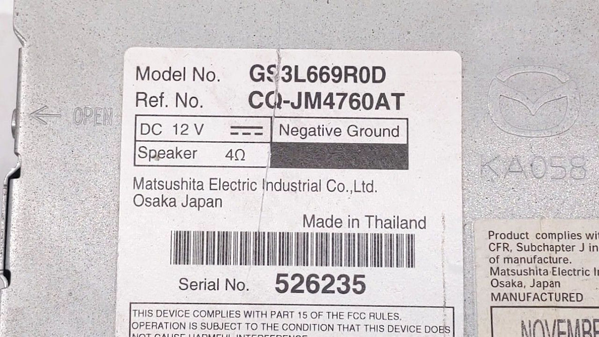 2009-2010 Mazda 6 Am Fm Cd Player Radio Receiver Head Unit OEM GS3L669 ...