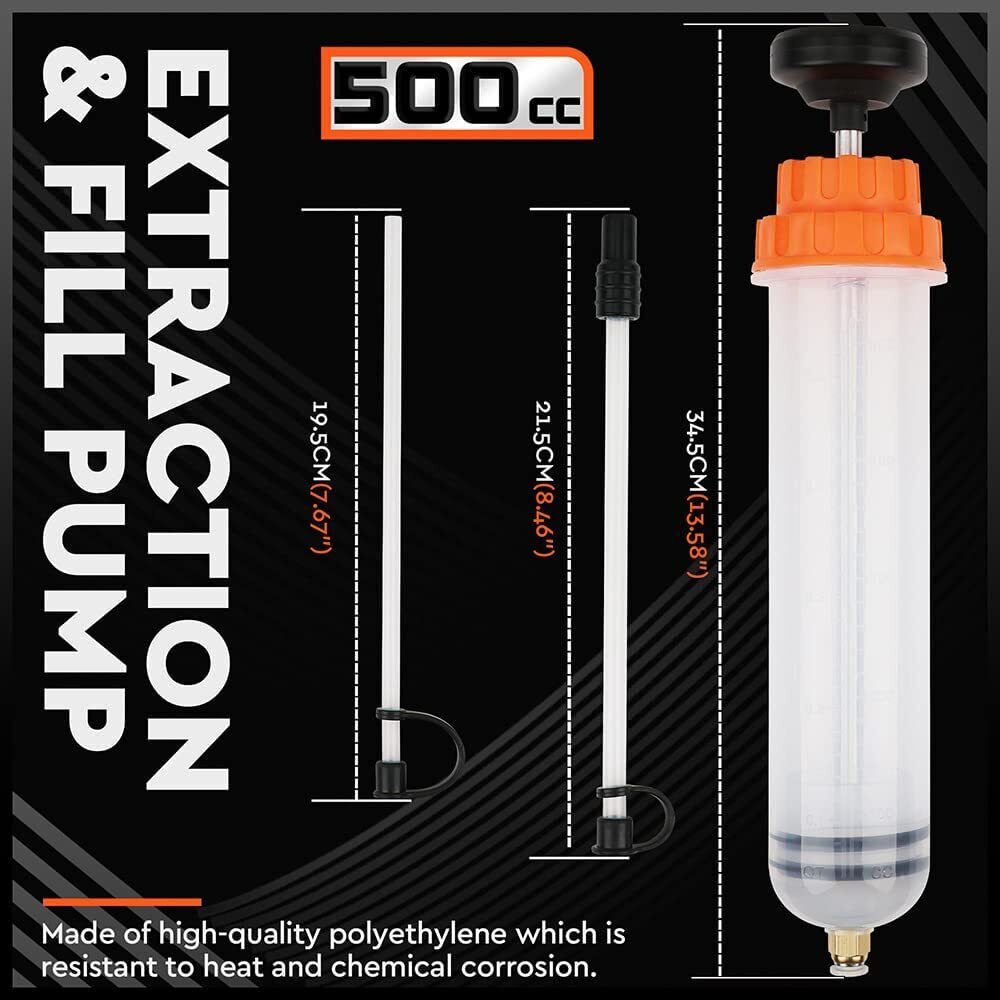 500cc Fluid Extractor Filling Syringe Transfer Liquid Pump Oil Extract ...