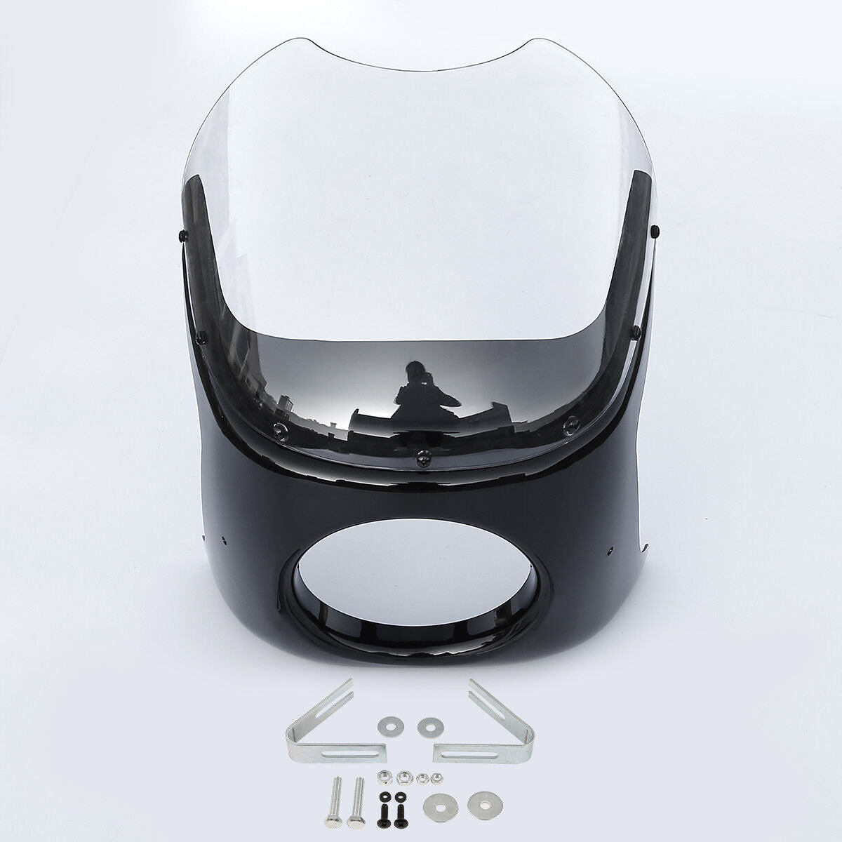 Universal Motorcycle 7" Cafe Racer Headlight Fairing & Windshield Scre ...