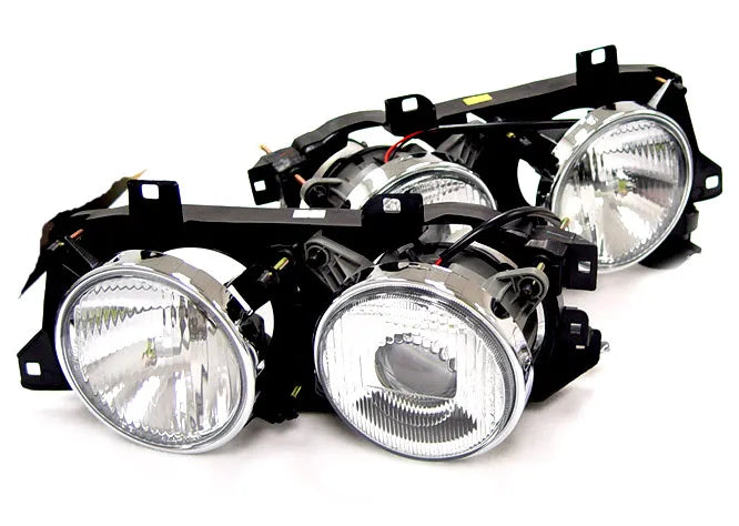 DEPO Euro Ellipsoid Projector Glass Headlights + Brackets for 1989-199 ...