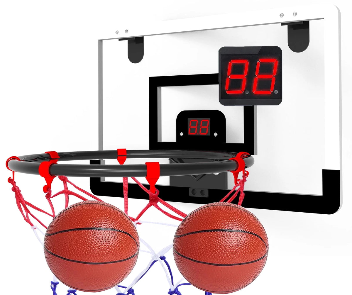 Indoor Mini Basketball Hoop Set + Electronic Scoreboard + 2 Balls Home ...