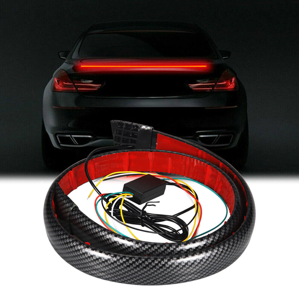 Carbon Fiber LED Car Tail Brake Light Strip Rear Spoiler Lip Trim Univ ...