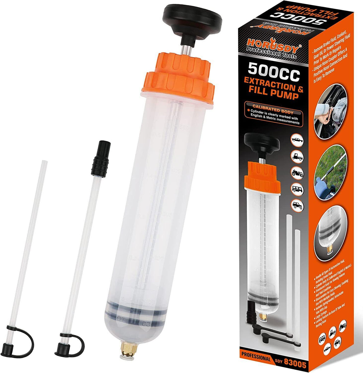 500cc Fluid Extractor Filling Syringe Transfer Liquid Pump Oil Extract ...