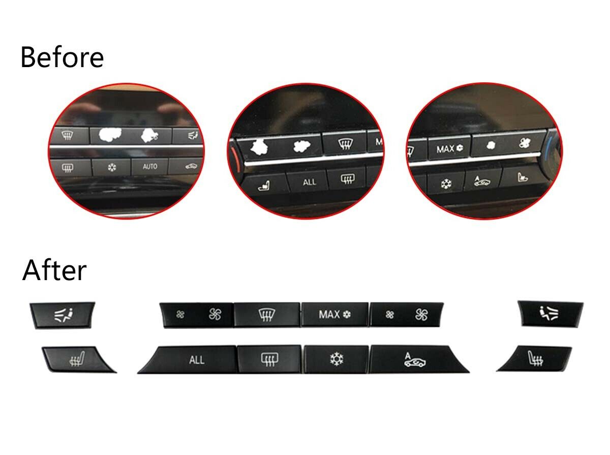 New Climate Control Set 12 Button Key Caps Repair Kit for BMW AC Heate ...