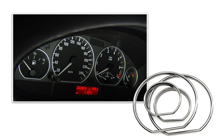 Chrome Gauge Ring Set for 1999-2006 BMW E46 3-Series M3 Speedometer Cl ...