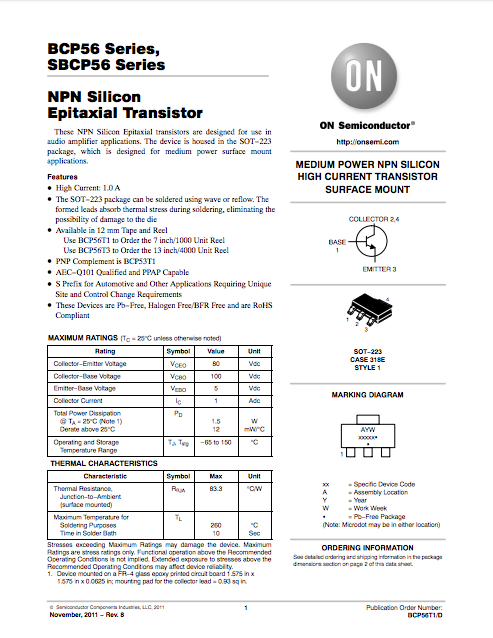 P5616B BCP56 SOT-223 POWER TRANSISTOR MOSFET BENTLEY PORSCHE VOLKSWAGE ...