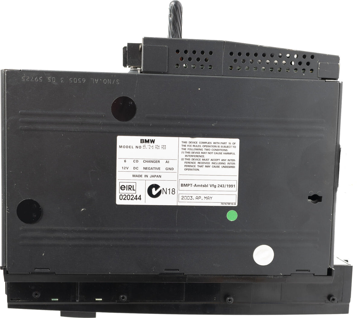 2003-2005 BMW 745i 760i Dash Mounted Remote 6 Disc CD Changer OEM 6512 ...