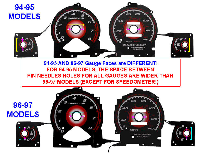 Type R Style Gauge Face Overlay for 1996 1997 Honda Accord 2D 4D JDM R ...
