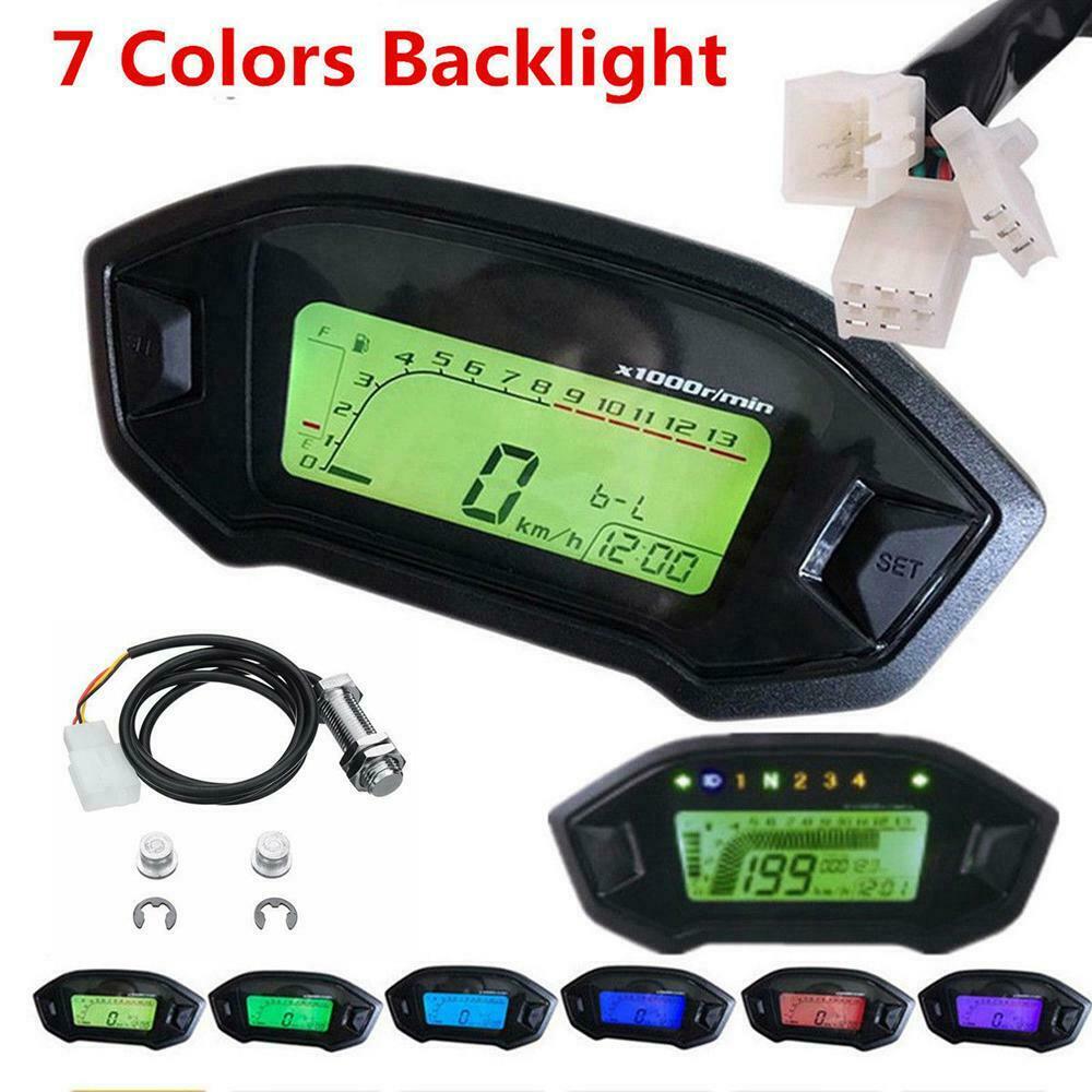 Universal LCD Digital Backlight Motorcycle Odometer Speedometer Tachom ...