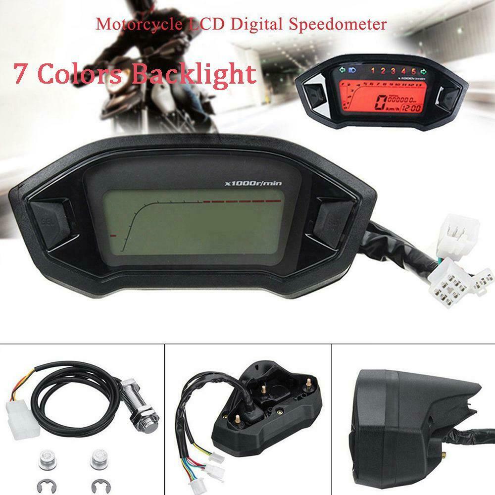 Universal LCD Digital Backlight Motorcycle Odometer Speedometer Tachom ...