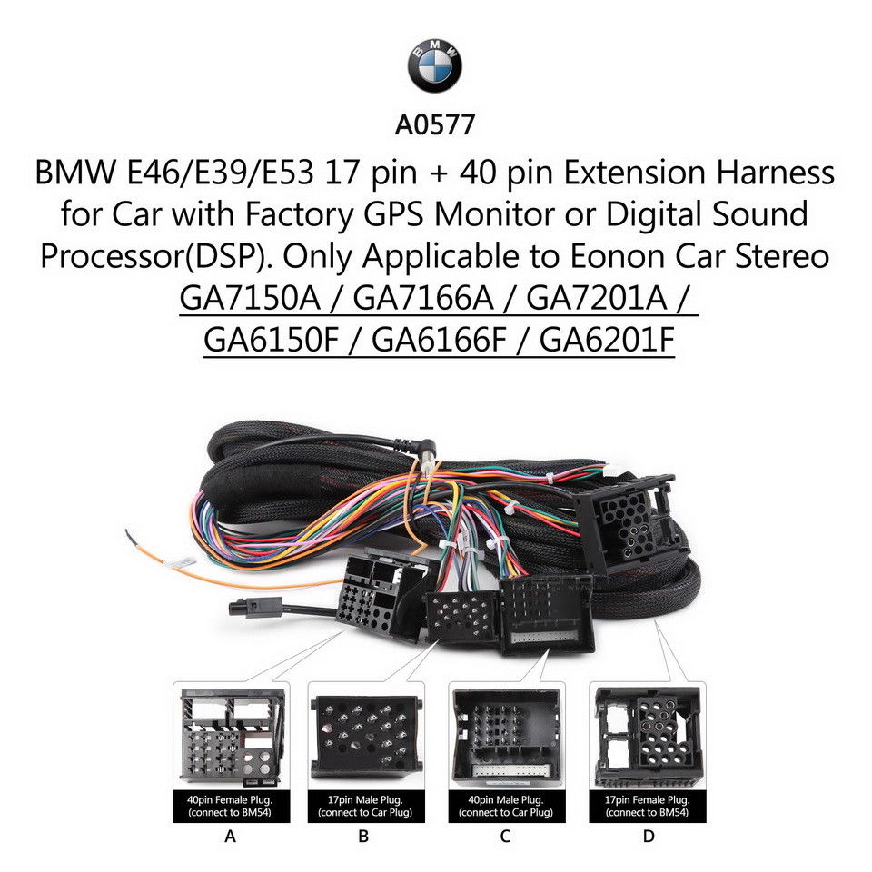 Extension Cable for BMW E46 3-Series E39 5-Series E53 X5 with Aftermar ...