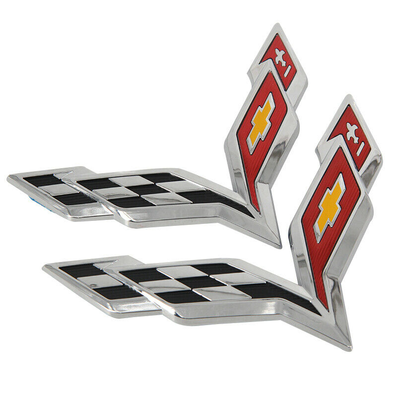 Front Hood Rear Fascia Crossed Flags 3D Emblems for Corvette C7 Z06 ZR ...